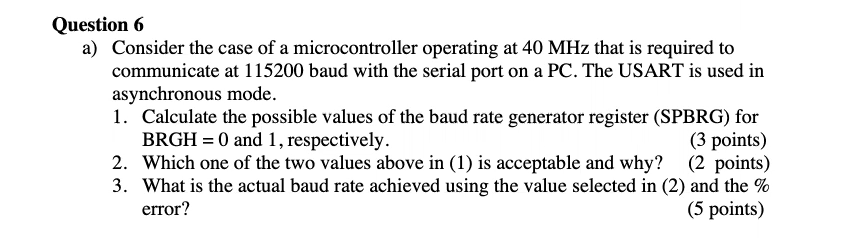 Solved Question 6 a) Consider the case of a microcontroller | Chegg.com