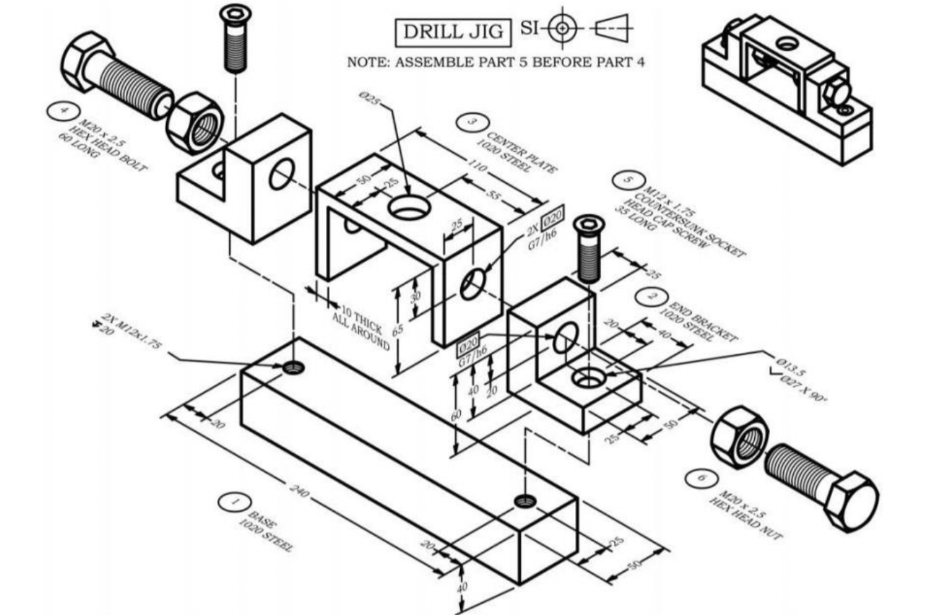 Solved Dimensions, notes and designations in the exploded | Chegg.com