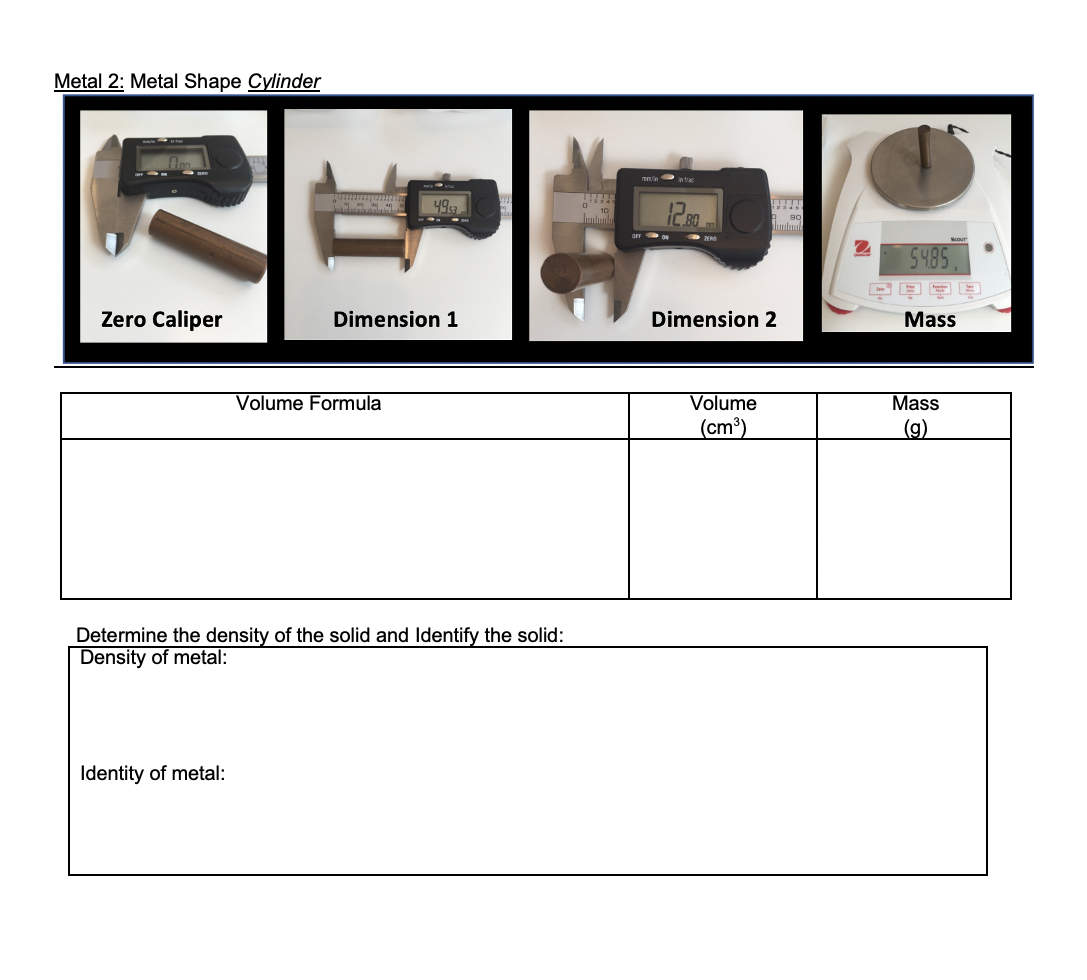 Solved Volume Formulas Part F: Density of Solids using | Chegg.com