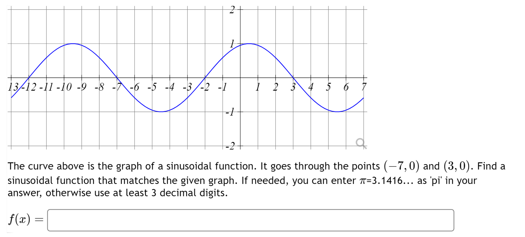 Solved The curve above is the graph of a sinusoidal | Chegg.com