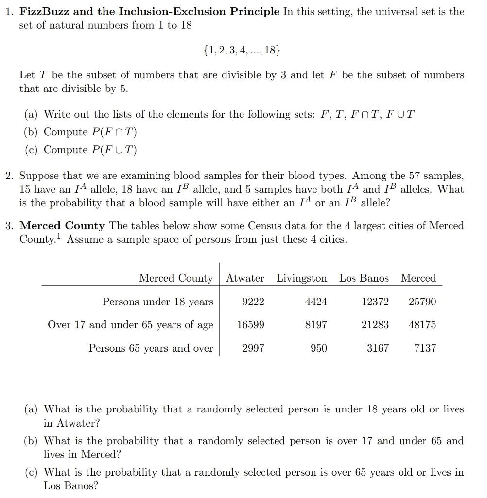Solved FizzBuzz and the Inclusion-Exclusion Principle In | Chegg.com Solved FizzBuzz and the Inclusion-Exclusion Principle In | Chegg.com