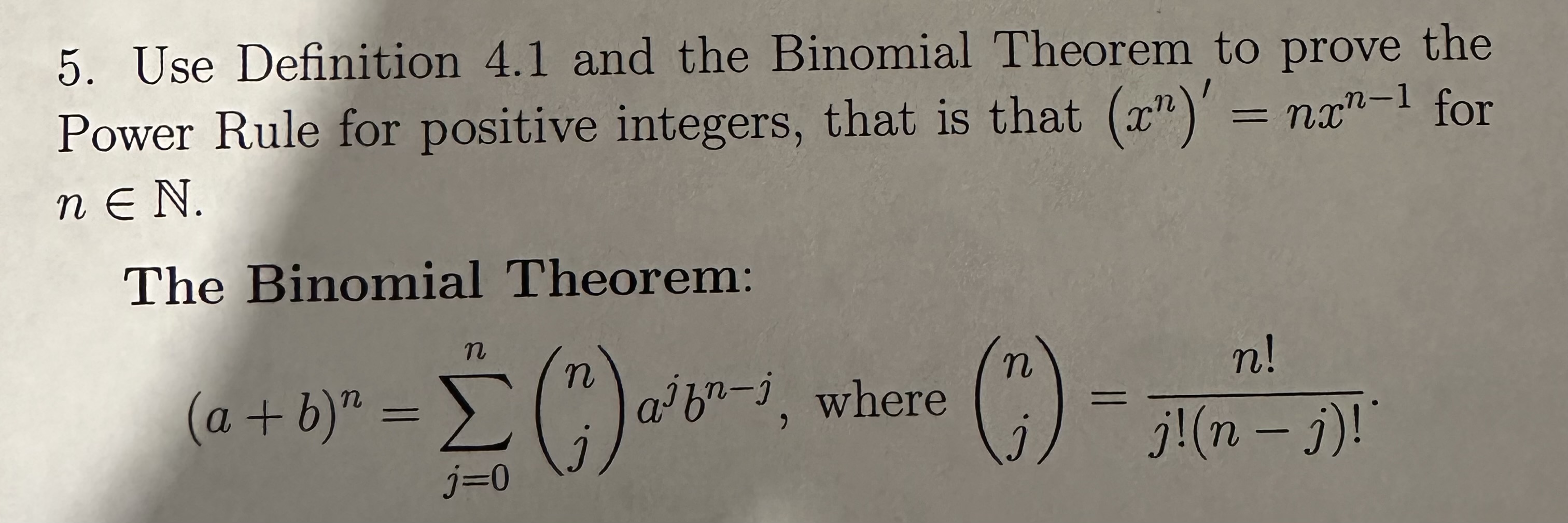 Solved 5. Use Definition 4.1 and the Binomial Theorem to | Chegg.com