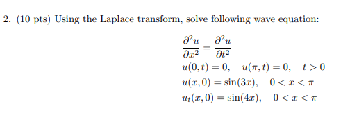 Solved (10 ﻿pts) ﻿Using the Laplace transform, solve | Chegg.com