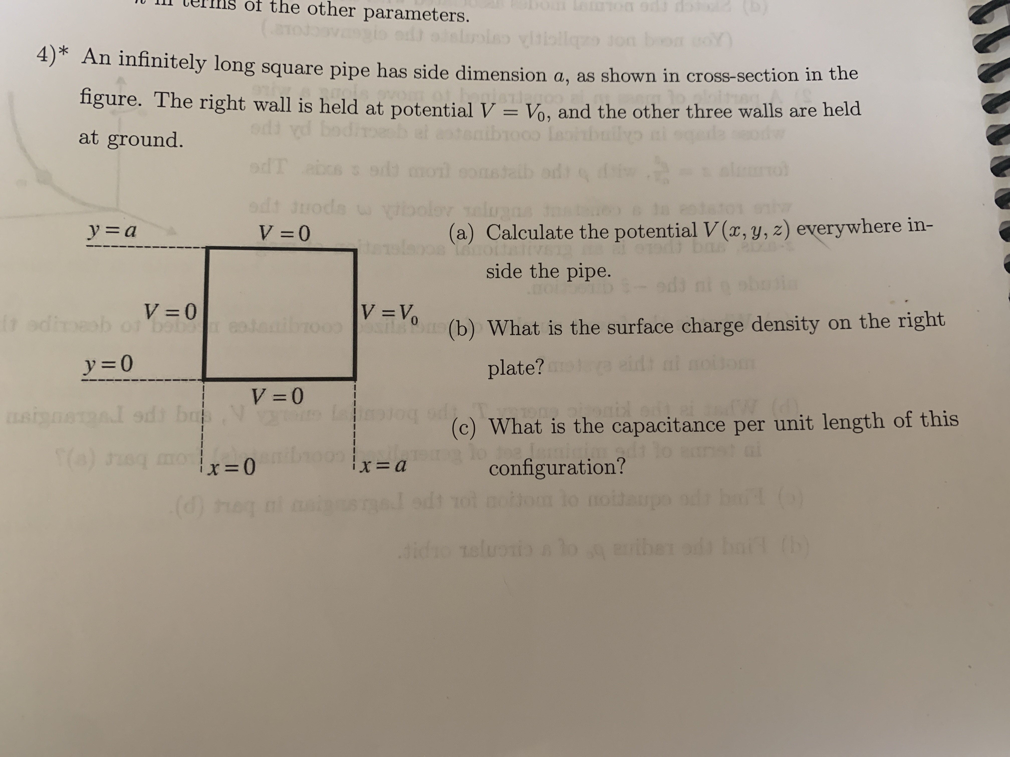 Solved 4)* An infinitely long square pipe has side dimension | Chegg.com