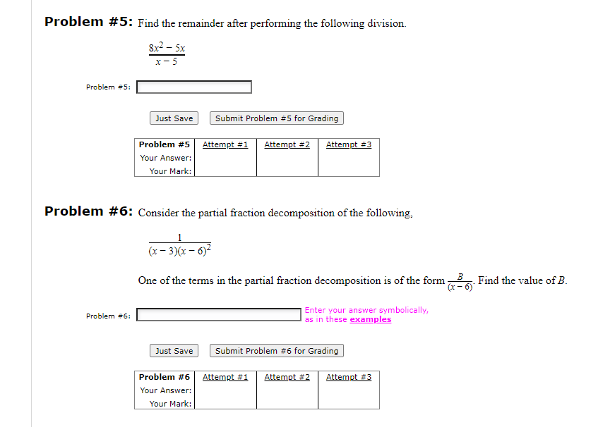 Solved Problem #5: Find the remainder after performing the | Chegg.com