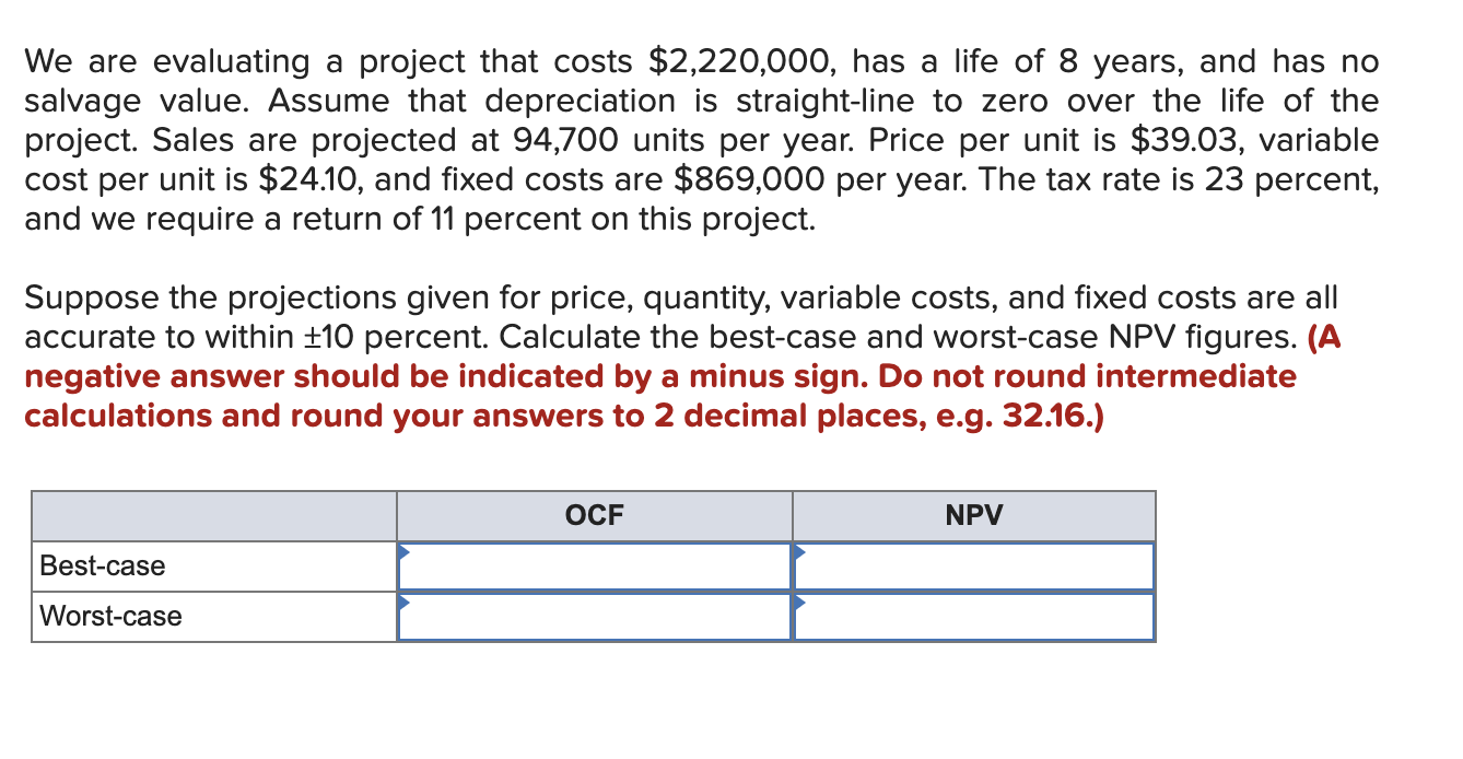 Solved We are evaluating a project that costs $2,220,000, | Chegg.com