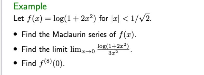 Solved Example Let f(x) = log(1 + 2x2) for [2]