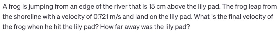 Solved A frog is jumping from an edge of the river that is | Chegg.com