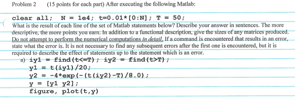 Solved MATLAB!!!! what is the result of each line of the | Chegg.com