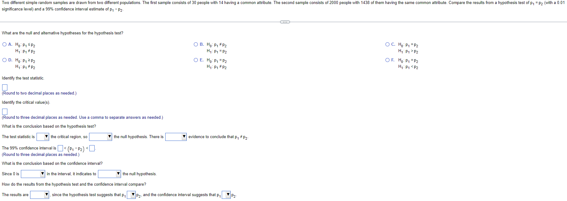 Solved Two different simple random samples are drawn from | Chegg.com