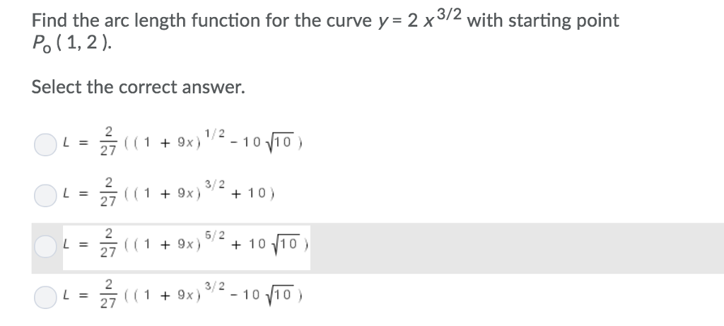 Solved Find the arc length function for the curve with | Chegg.com