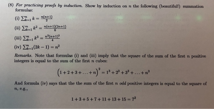 Solved (8) For practicing proofs by induction. Show by | Chegg.com