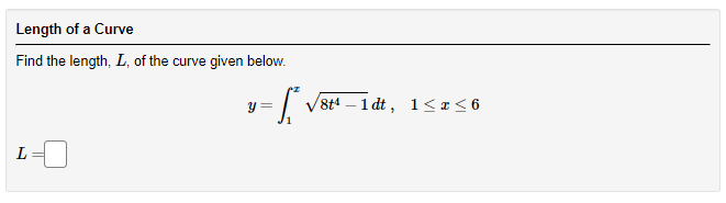 Solved Length of a Curve Find the length, L, of the curve | Chegg.com