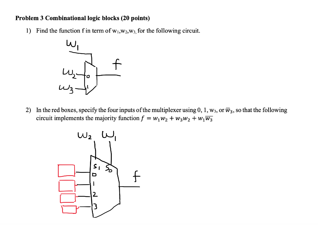 Solved Problem 3 Combinational logic blocks (20 points) 1) | Chegg.com
