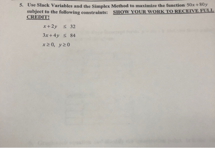 Solved Use Slack Variables and the Simplex Method to | Chegg.com