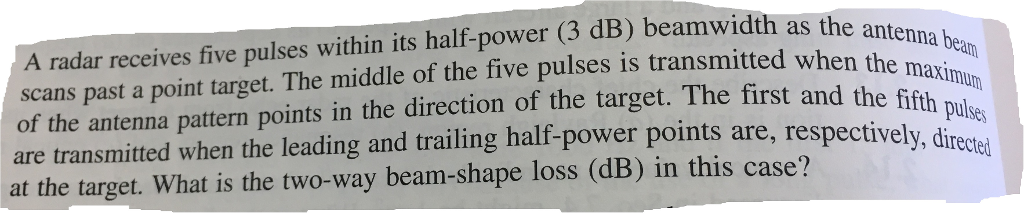 A radar receives five pulses within its half-power (3 | Chegg.com
