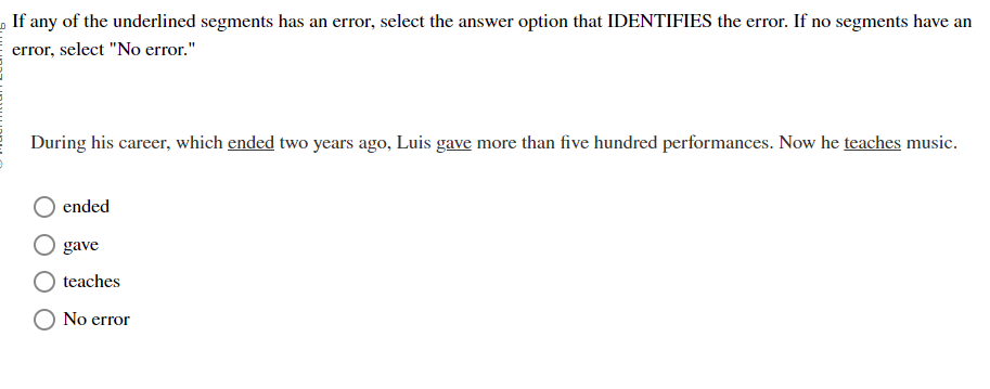 Solved If any of the underlined segments has an error, | Chegg.com