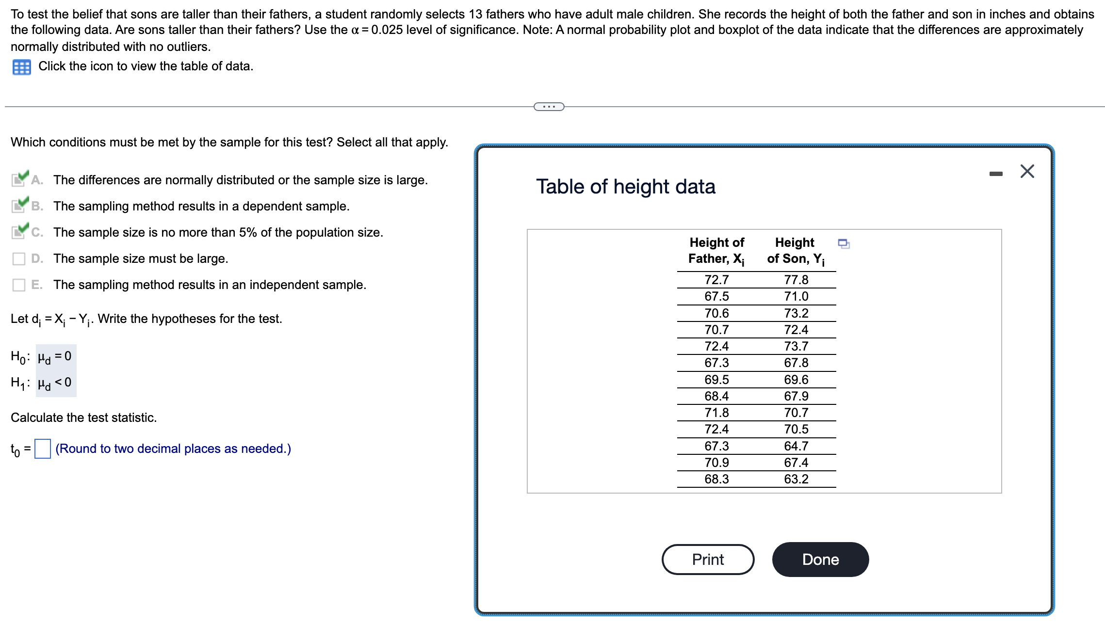 Solved normally distributed with no outliers.Click the icon | Chegg.com