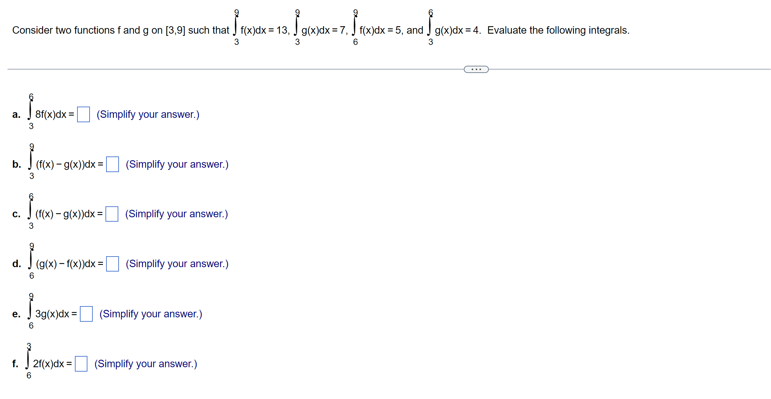 Solved Consider two functions f and g on [3,9] such that | Chegg.com