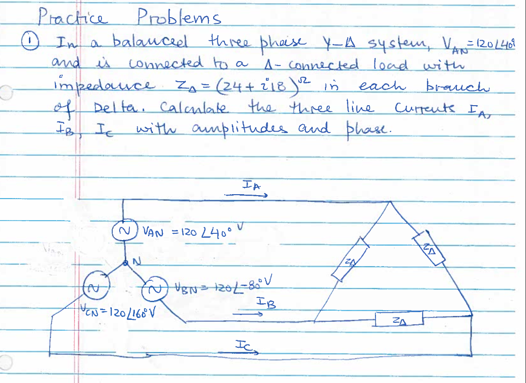 Solved In a balanced three phase wye-delta system, | Chegg.com
