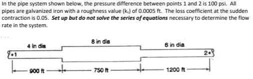 Solved In the pipe system shown below, the pressure | Chegg.com