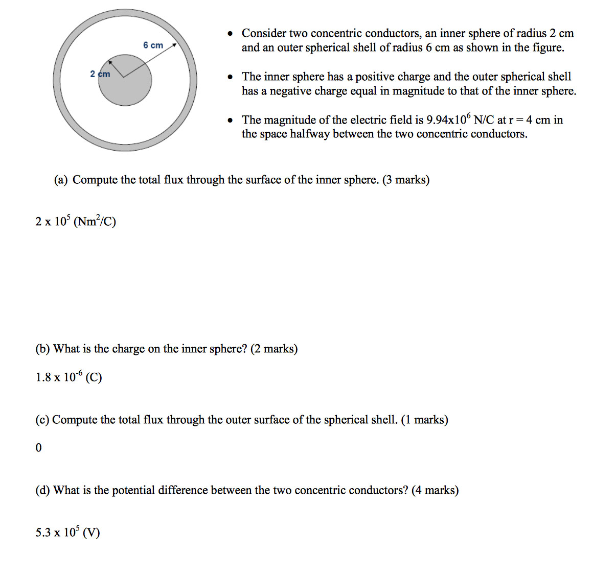 Solved . Consider two concentric conductors, an inner sphere | Chegg.com