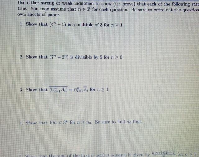 Use either strong or weak induction to show (ie: | Chegg.com