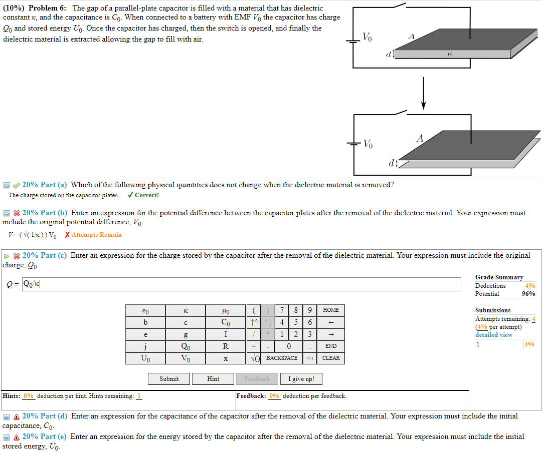 Solved (10\%) Problem 6: The gap of a parallel-plate | Chegg.com