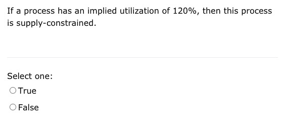 Solved If a process has an implied utilization of 120%, then | Chegg.com