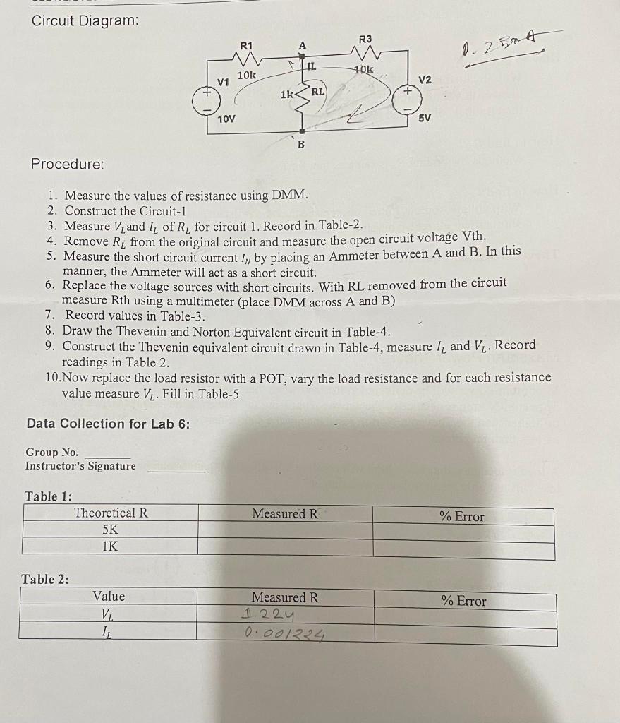 Solved Lab 6: Verification of Thevenin's, Norton's and | Chegg.com