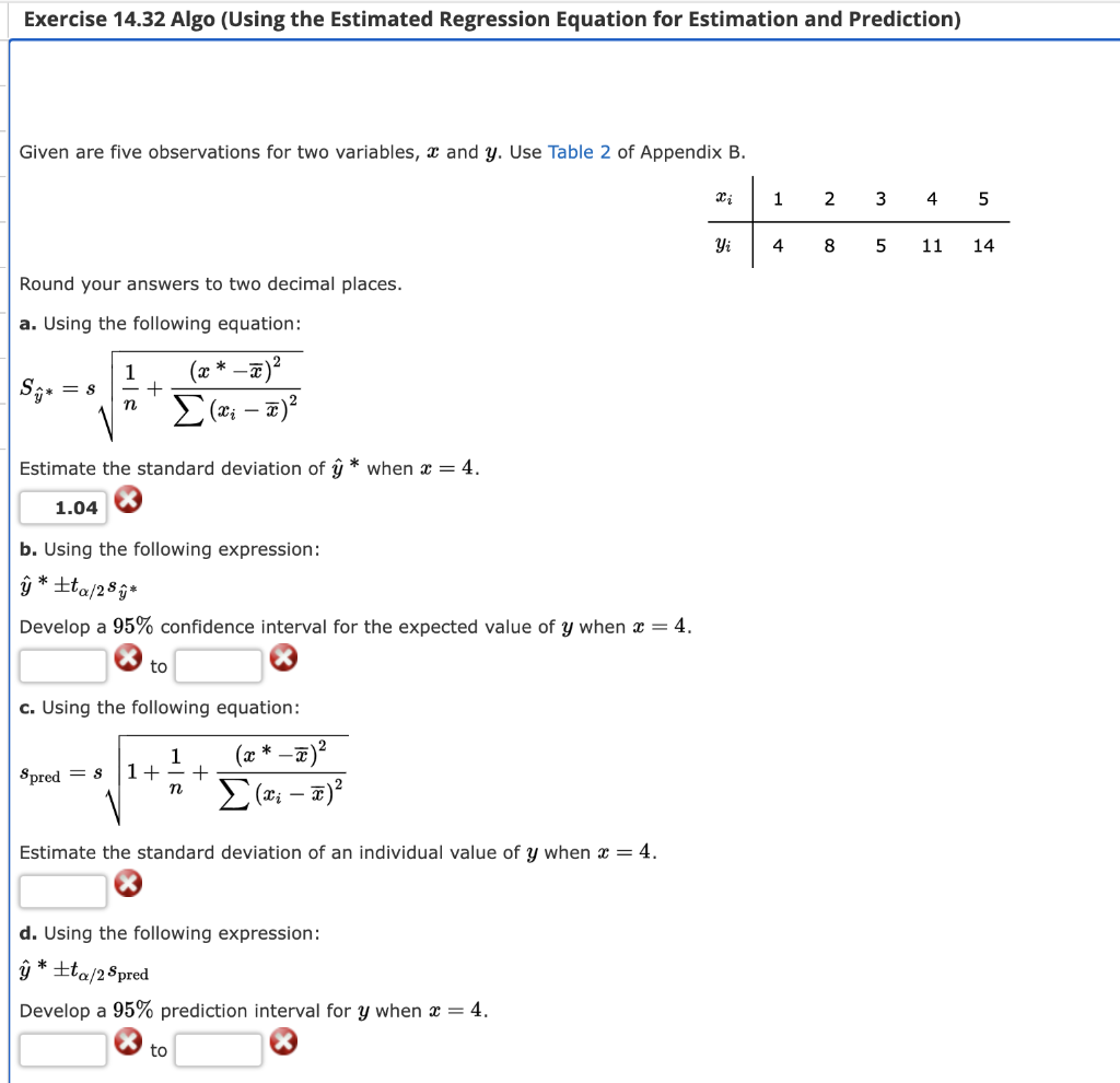 Solved Exercise 14.32 Algo (Using the Estimated Regression | Chegg.com