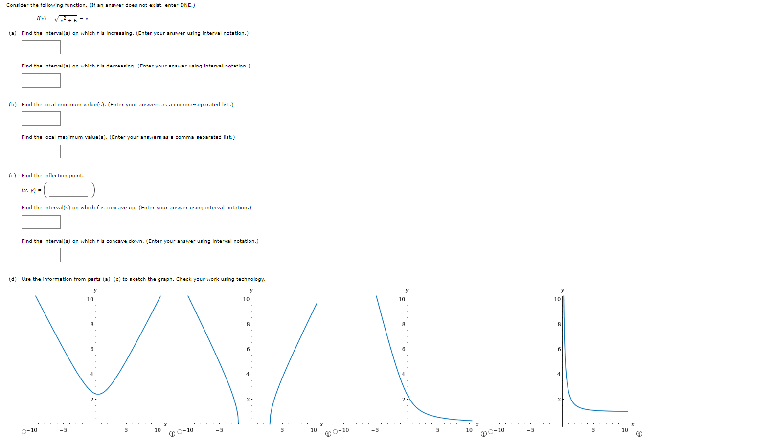Solved Consider the following function. (If an answer does | Chegg.com