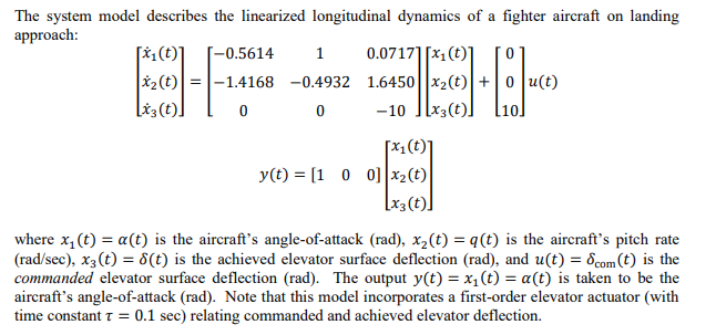 Solved The system model describes the linearized | Chegg.com