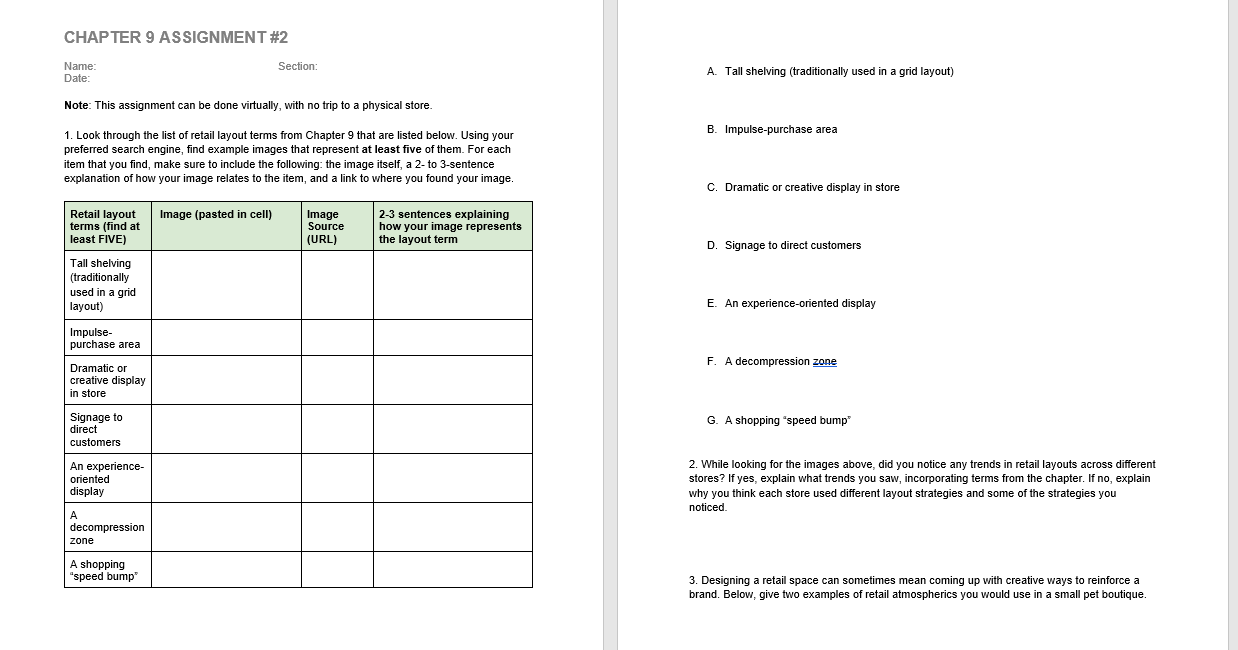 CHAPTER 9 ASSIGNMENT #2 Section: Name: Date: Note: | Chegg.com