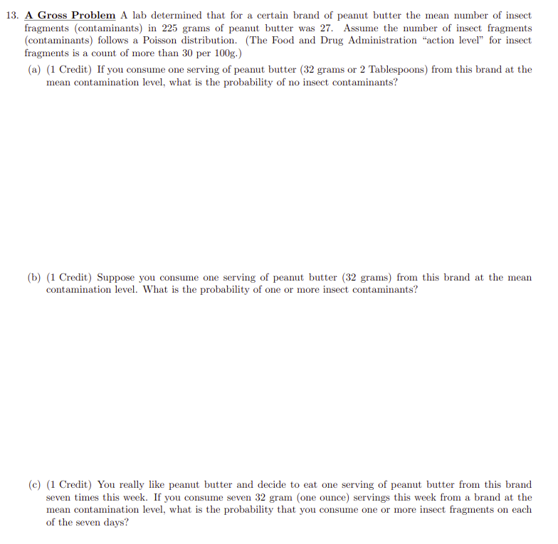 Solved 13. A Gross Problem A lab determined that for a | Chegg.com
