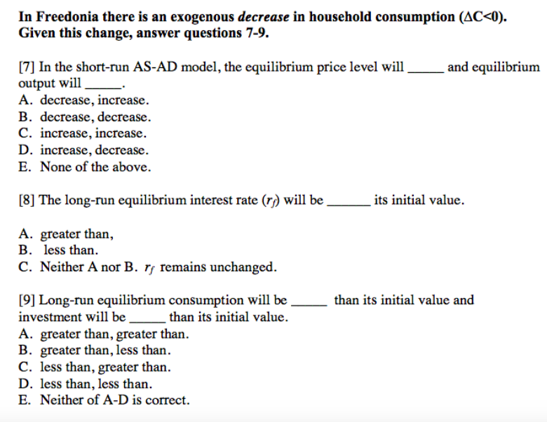 Solved In Freedonia there is an exogenous decrease in | Chegg.com