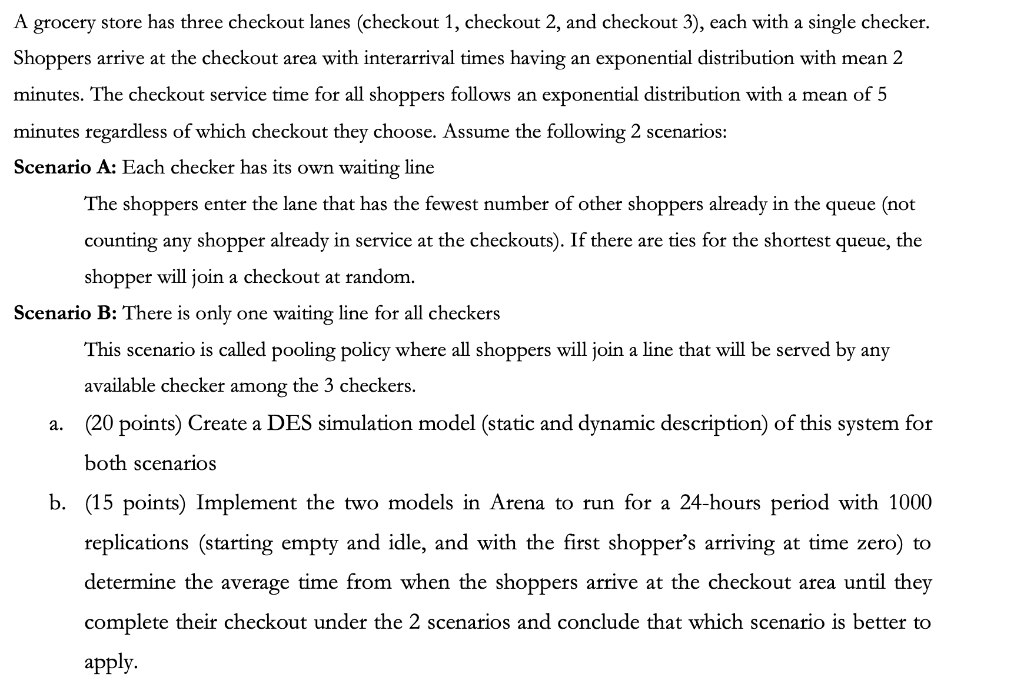 A grocery store has three checkout lanes (checkout 1, | Chegg.com
