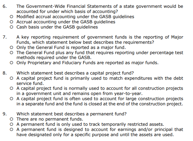 Solved 6. 7. 8. The Government-Wide Financial Statements of | Chegg.com