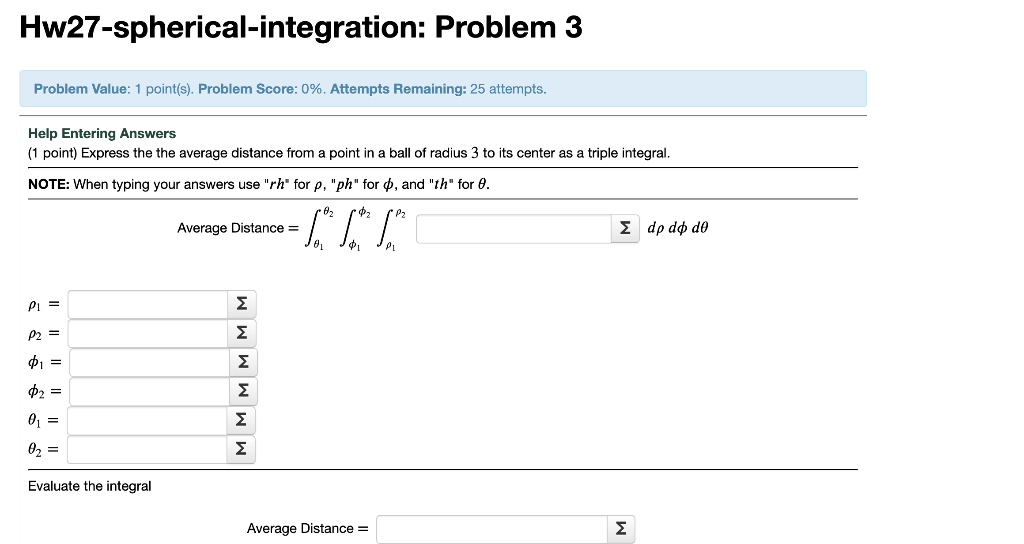 Solved Hw27-spherical-integration: Problem 3 Problem Value: | Chegg.com