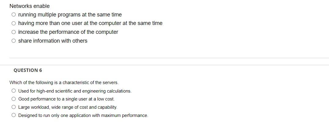 Solved Networks enable running multiple programs at the same | Chegg.com