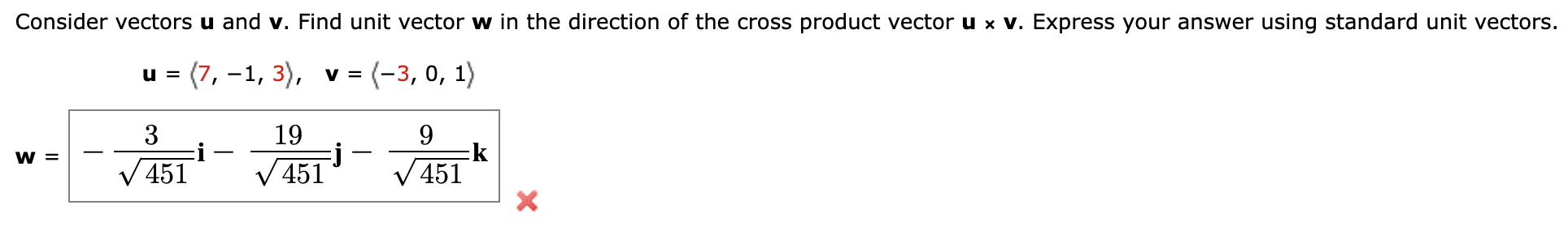 Solved Consider vectors u and v. Find unit vector w in the | Chegg.com
