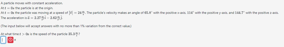 Solved A particle moves with constant acceleration.At t=0s | Chegg.com