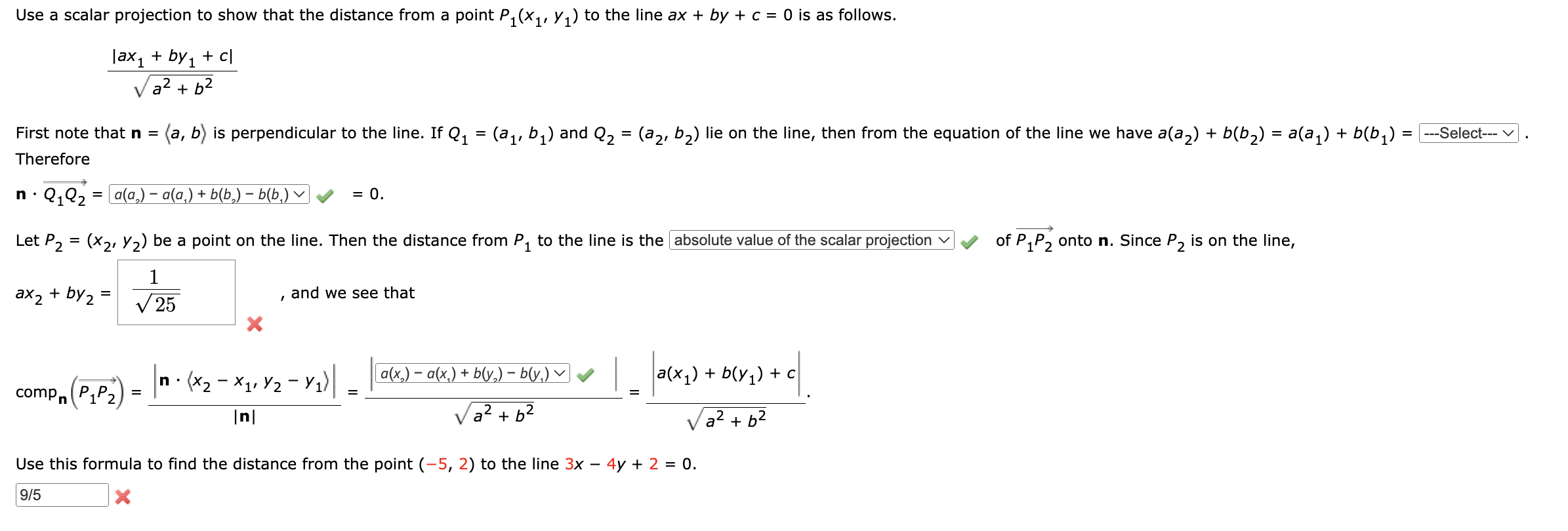 Solved Use a scalar projection to show that the distance | Chegg.com