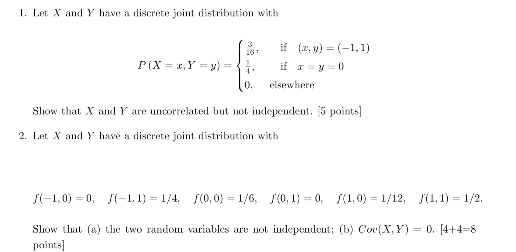 Solved 1. Let X and Y have a discrete joint distribution | Chegg.com