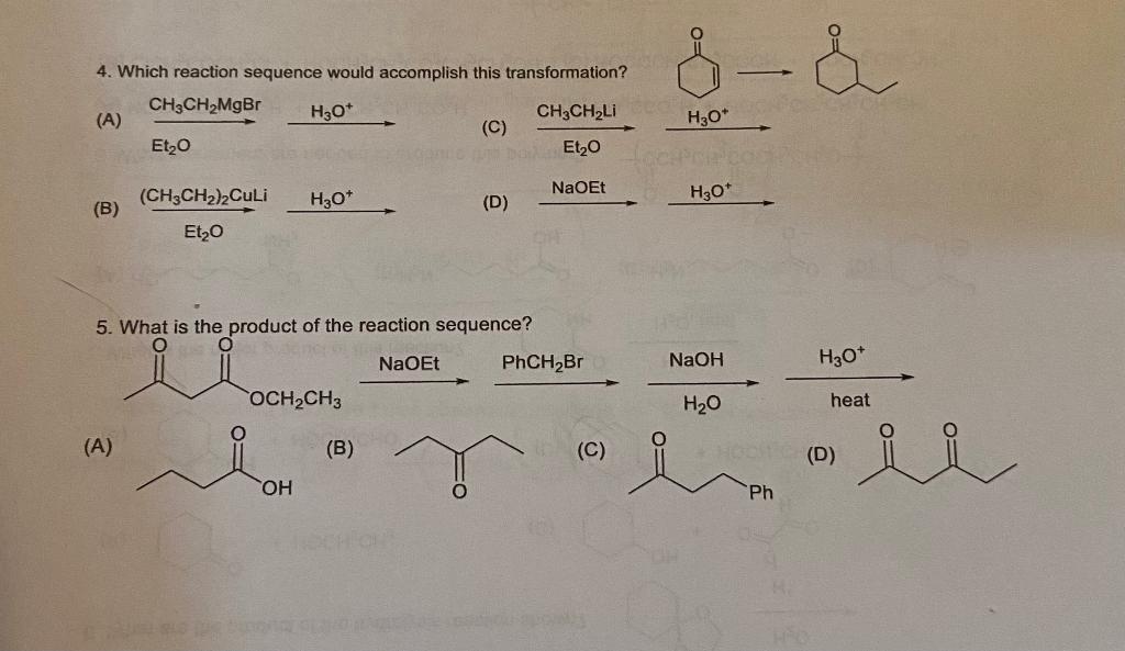 Solved 4. Which reaction sequence would accomplish | Chegg.com