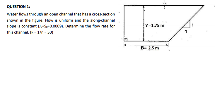 Solved QUESTION 1: Water flows through an open channel that | Chegg.com