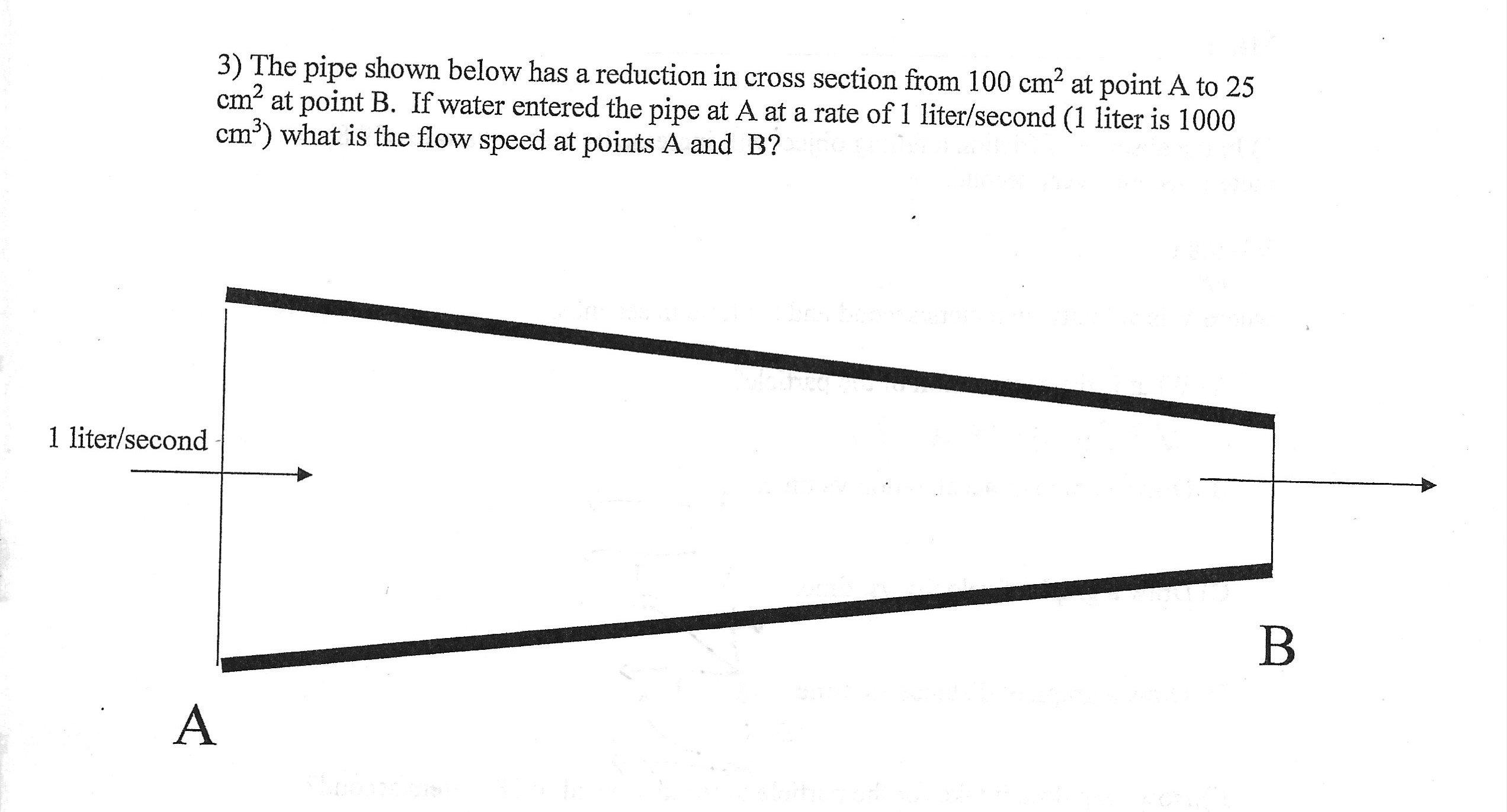 Solved 3) The pipe shown below has a reduction in cross | Chegg.com