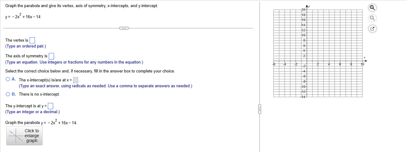 Solved Graph the parabola and give its vertex, axis of | Chegg.com