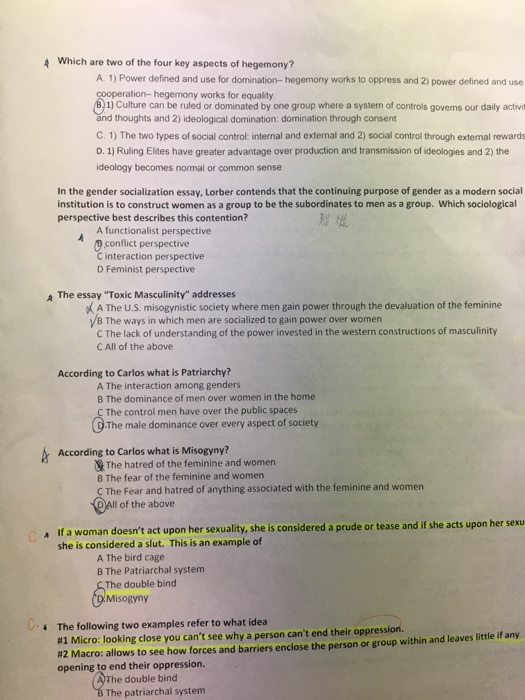 Solved Which are two of the four key aspects of hegemony? A. | Chegg.com