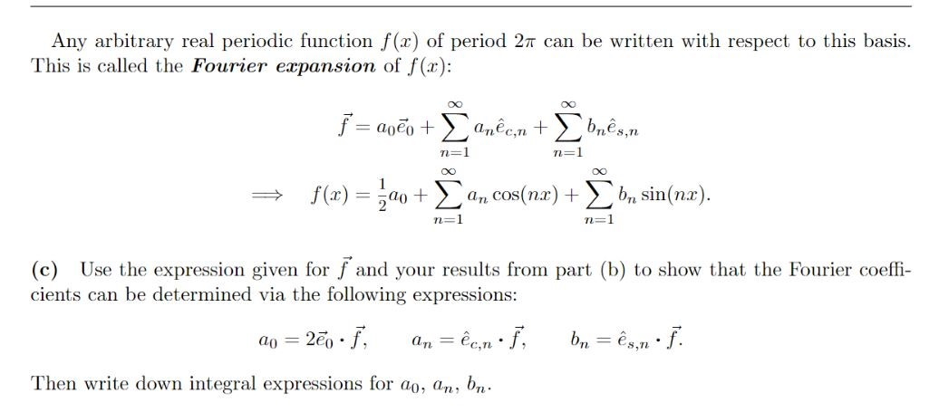 Solved Problem 11.2 - Real Fourier Series Consider the space | Chegg.com